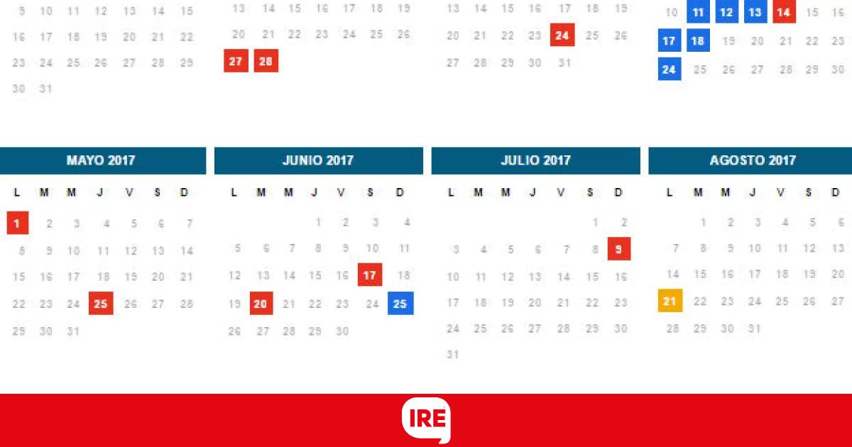 Estos son los feriados de 2017 | IRE Información Regional